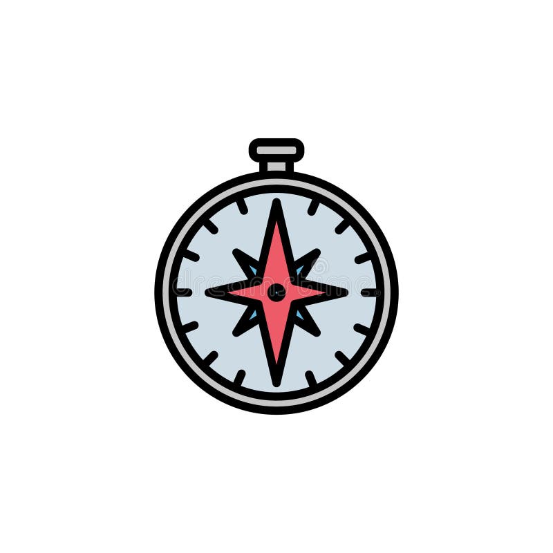 Compass Color Icon Thin Line, Linear, Outline. Simple Sign Stock Vector ...