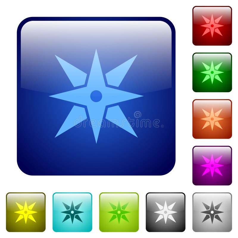Compass Color Square Buttons Stock Vector - Illustration of emblems ...