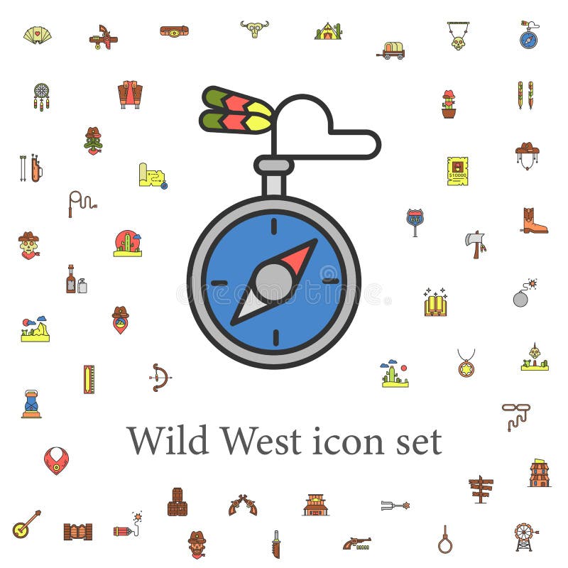 Compass Colored Icon. Wild West Icons Universal Set for Web and Mobile ...
