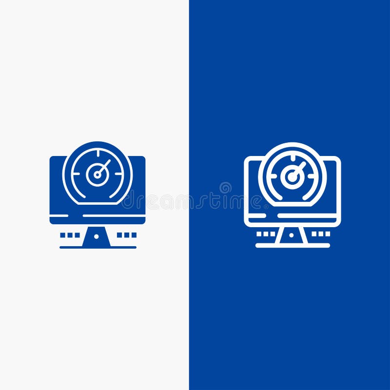 Compass, Computer, Timer, Location Line and Glyph Solid Icon Blue ...