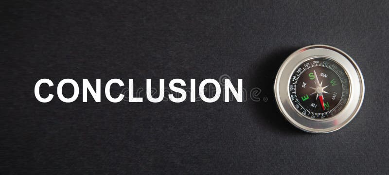 Compass with a Conclusion Word on the Black Background Stock Image ...
