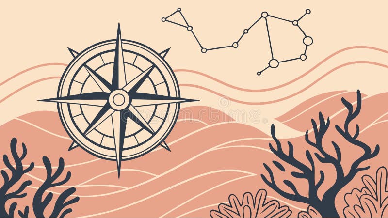Compass with Constellations, Cosmic Navigation, Vector Design ...