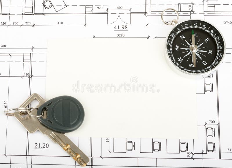 Compass on Construction Plan Stock Photo - Image of number, keys: 64910674