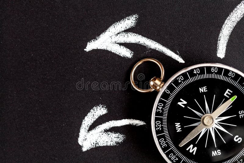 Compass on Dark Background Concept - Arrows, Direction Top View Stock ...