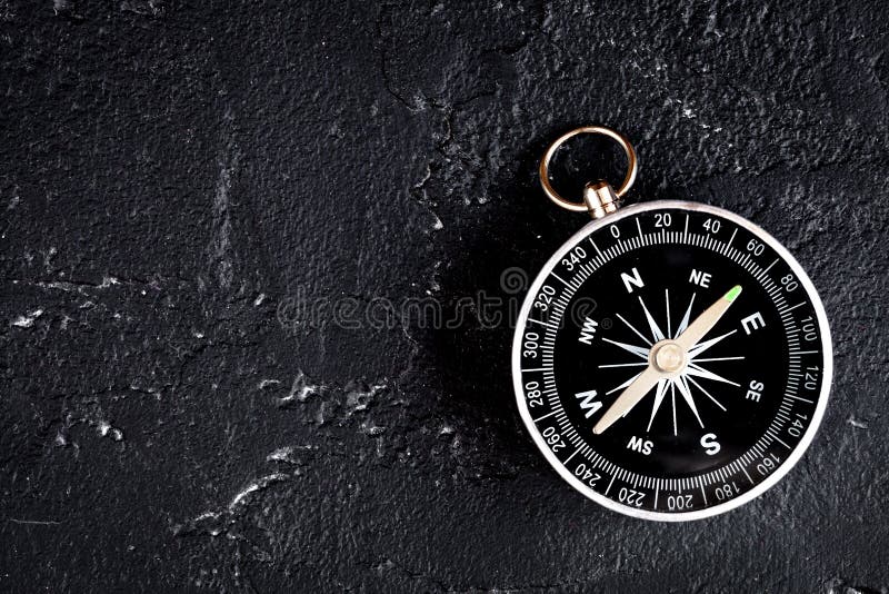 Compass on Dark Background Concept - Direction Motion Top View Stock ...