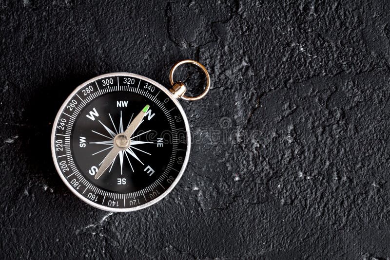 Compass on Dark Background Concept - Direction Motion Top View Stock ...