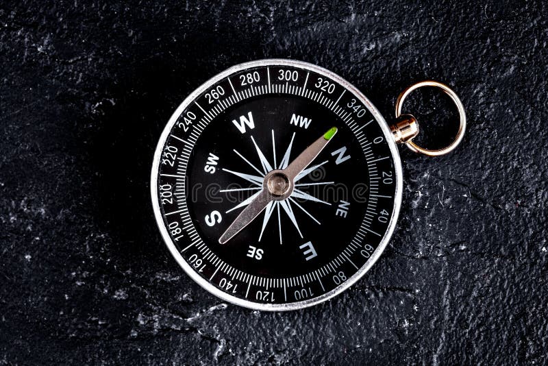 Compass on Dark Background Concept - Direction Motion Top View Stock ...
