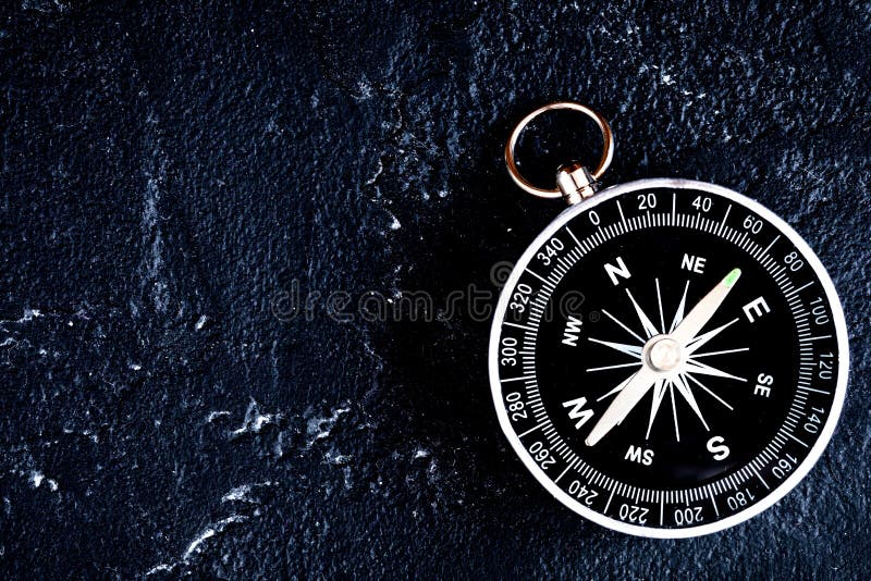 Compass on Dark Background Concept - Direction Motion Top View Stock ...