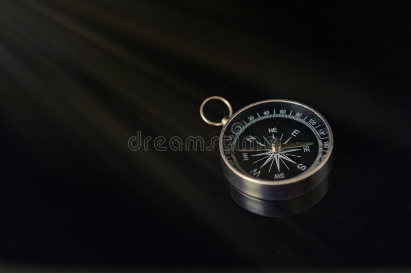 Compass on Dark Black Background with Copy Space Using As Direction ...