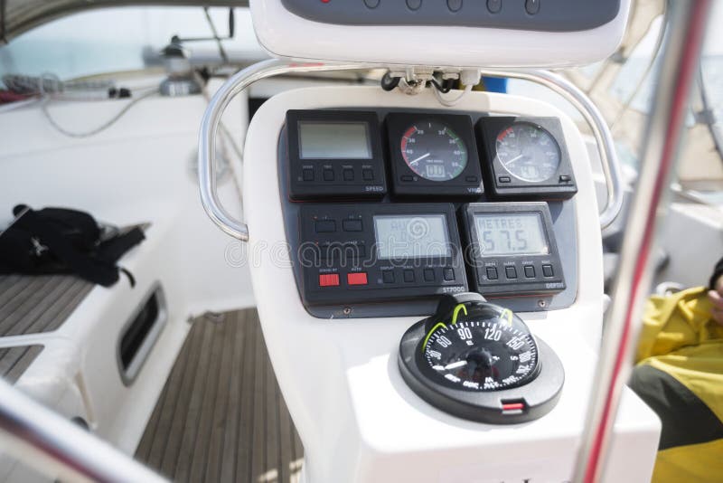 Yacht Dashboard. Nautical Navigation System Stock Photo - Image of motor, cruise: 230919206