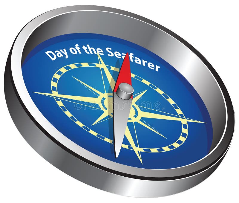 Compass Day of the Seafarer Stock Vector - Illustration of figure ...