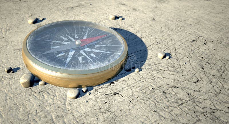 Old Compass in Dry Desert Sand, Macro Shot Stock Image - Image of ...