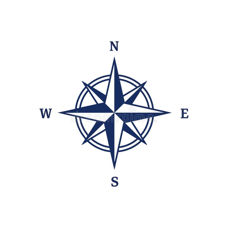 Compass Design Featuring Eight Points in a Minimal Blue Flat Style ...