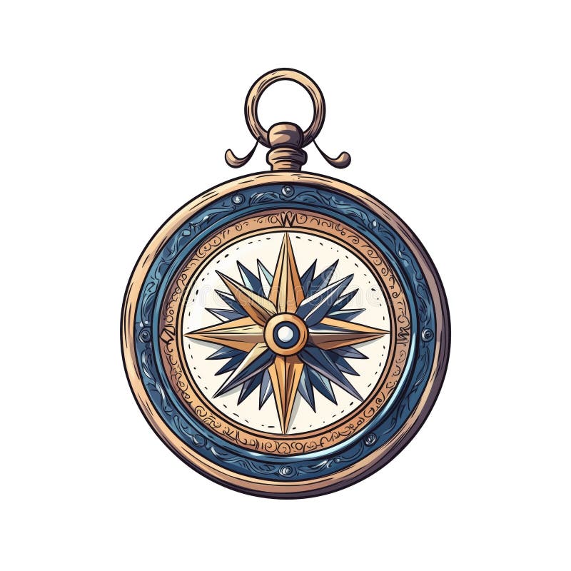 Compass Design with Intricate Details, Featuring a Star-shaped Needle ...