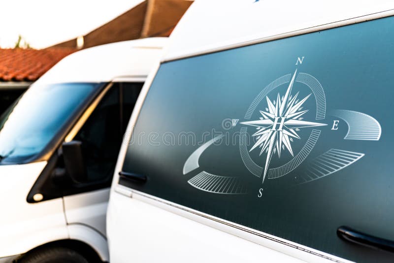 Compass Design Painted on a Back of Microbus Vehicle in the Street ...
