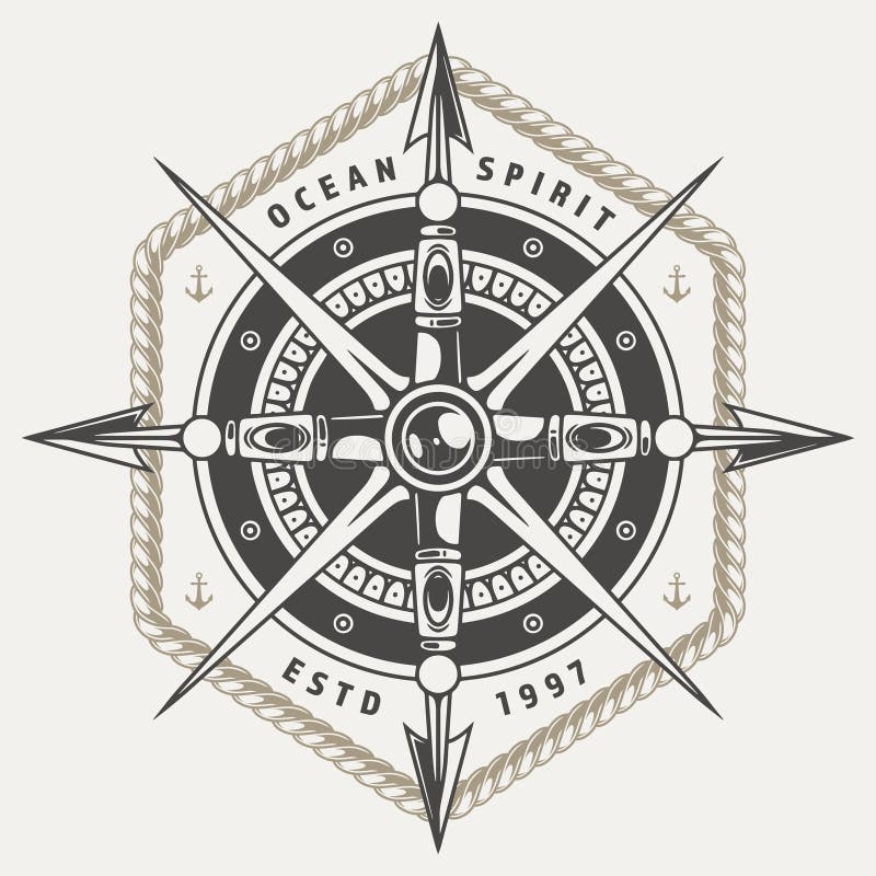 Compass Design with Rope Year Stock Vector - Illustration of maritime ...