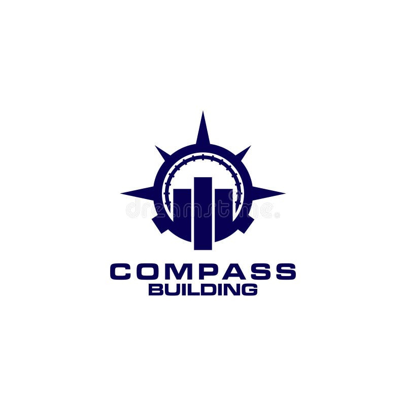 Compass and building stock vector. Illustration of cartoon - 221574531
