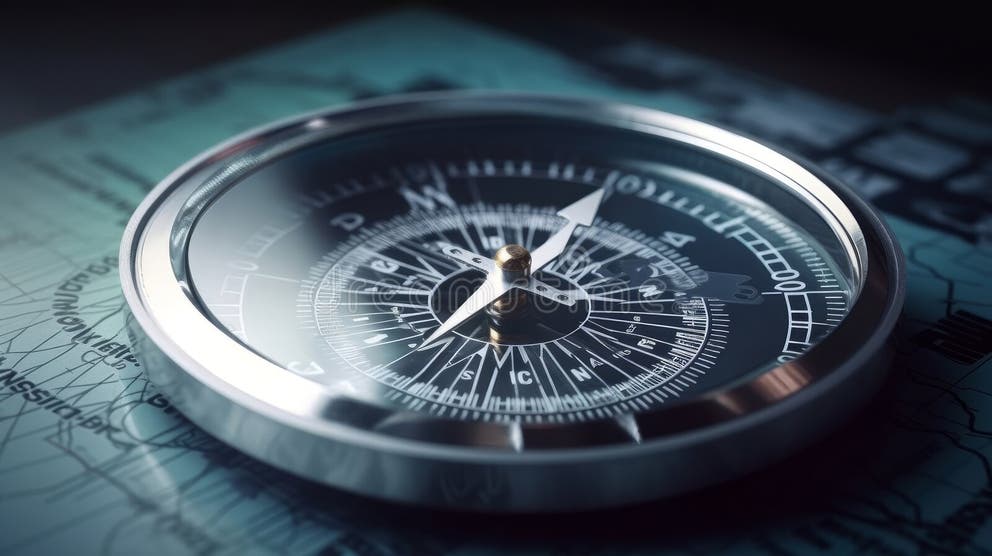 A Compass on a Detailed Map for Navigation Purposes. Generative Ai ...