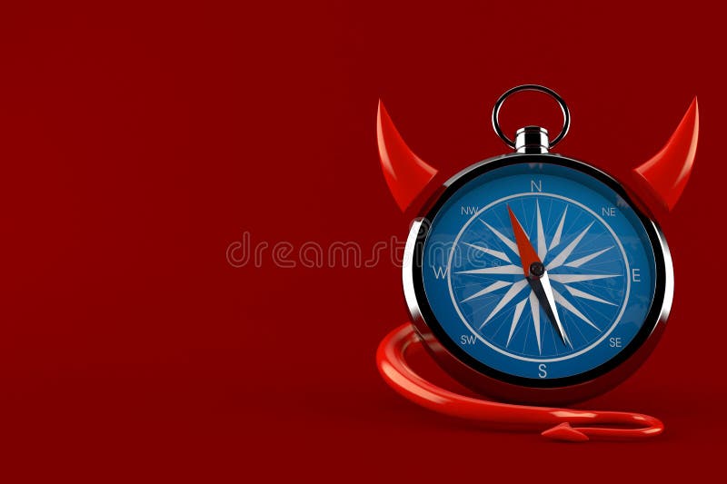 Devil Compass Character Cartoon Style Stock Vector - Illustration of ...