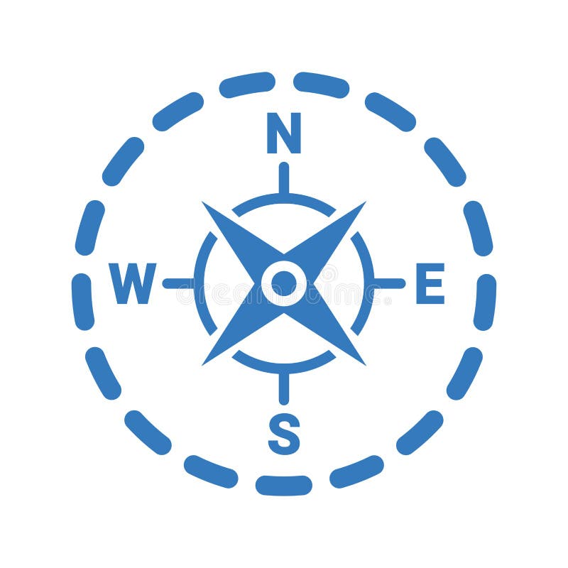 Compass, Direction, Navigation Icon. Blue Vector Sketch Stock Vector ...