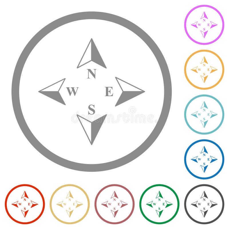 Compass Directions Flat Framed Icons Stock Vector - Illustration of ...