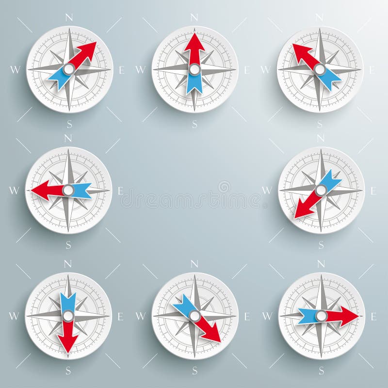 Compass Directions Flat Framed Icons Stock Vector - Illustration of ...