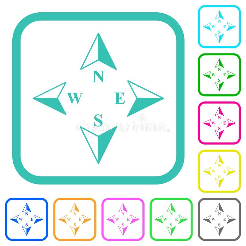 Compass Directions Vivid Colored Flat Icons Stock Vector - Illustration ...