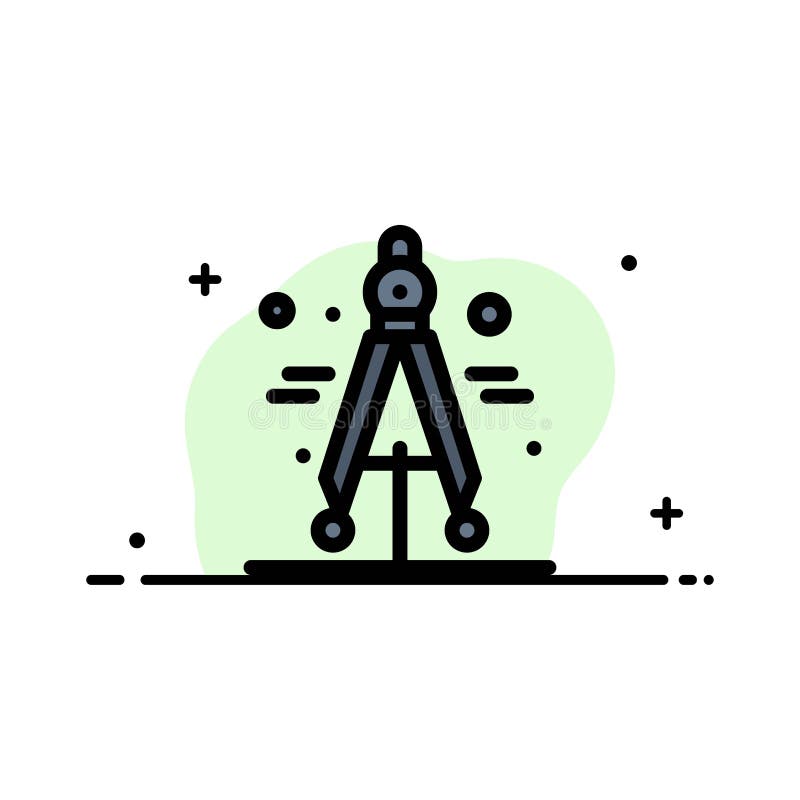 Compass, Divider, Science Business Flat Line Filled Icon Vector Banner ...