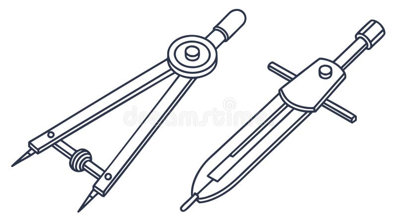 Compass and Divider Tools Vector. Essential for Drafting, Geometry, and Technical Drawing ...