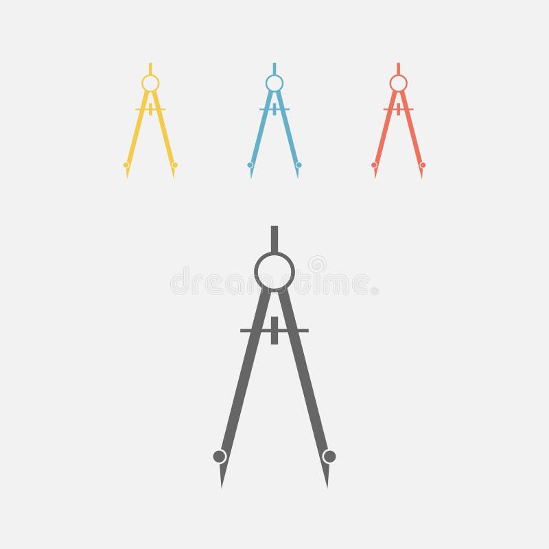 Compass, dividers icon set stock vector. Illustration of geometric ...