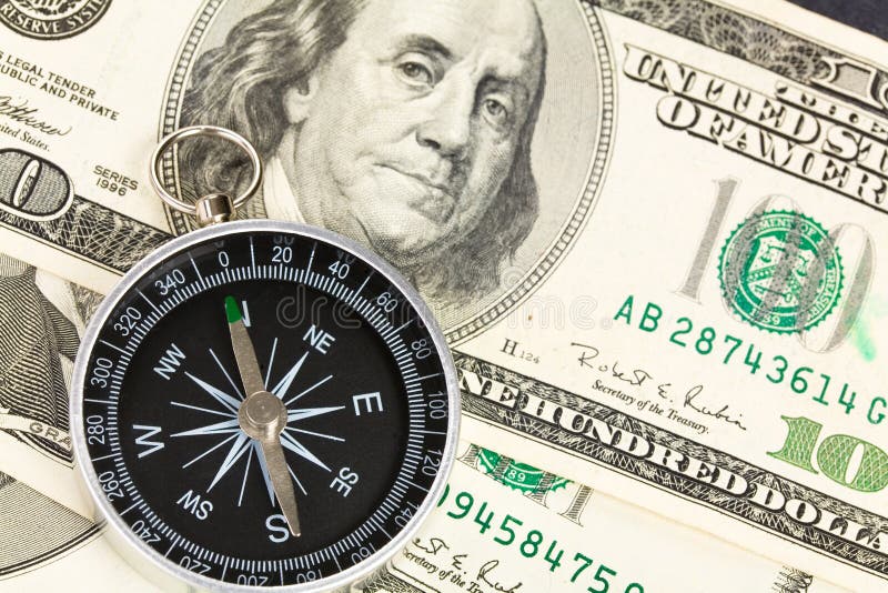 Compass and dollar stock image. Image of navigational - 5313459