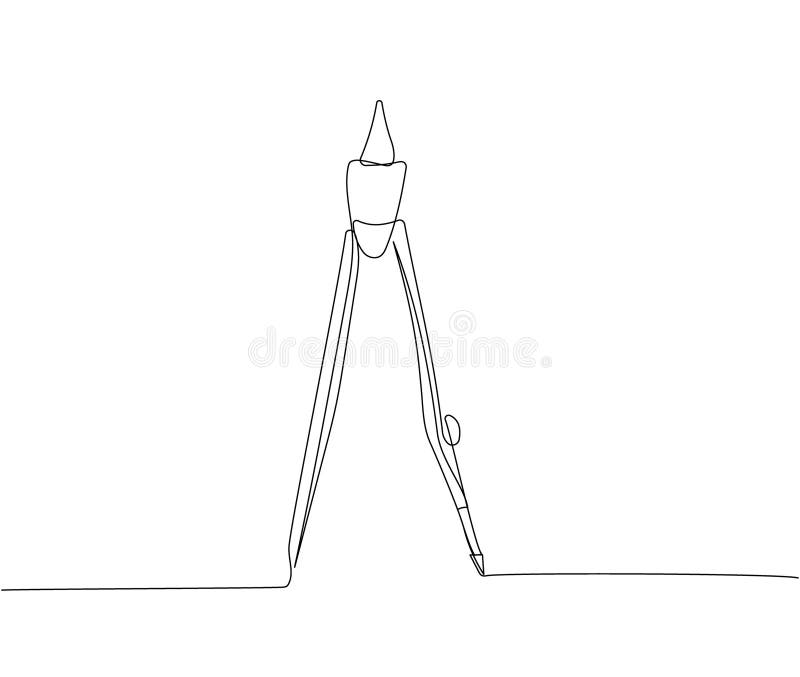 Compass for Drawing a Circle, Geometry, Technical Drawing One Line Art ... Compass for Drawing a Circle, Geometry, Technical Drawing One Line Art ...