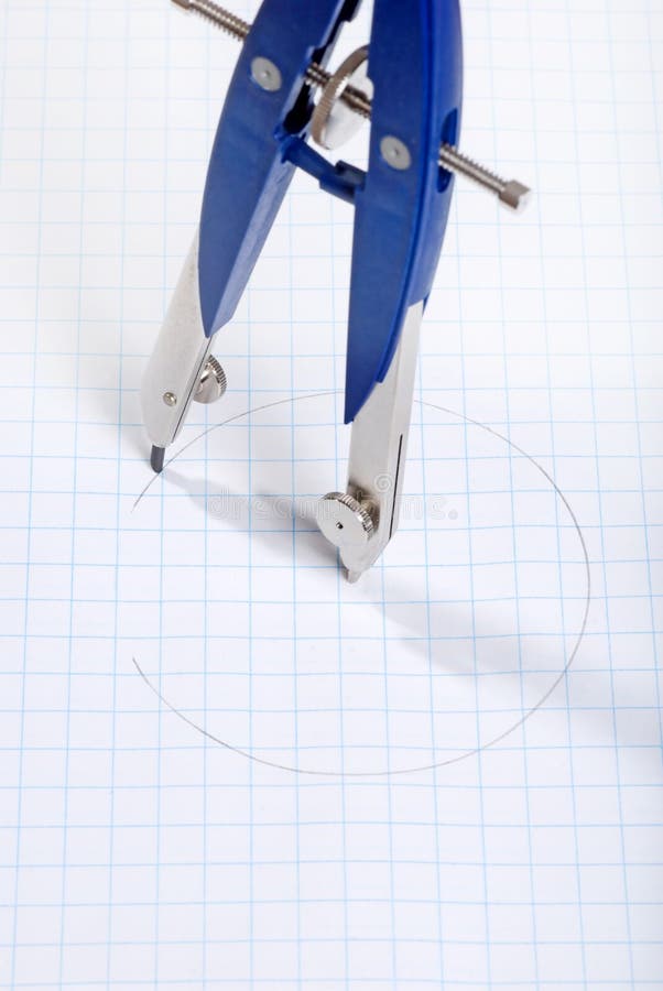 Compass Drawing Circle on Graph Paper Stock Image - Image of background ...