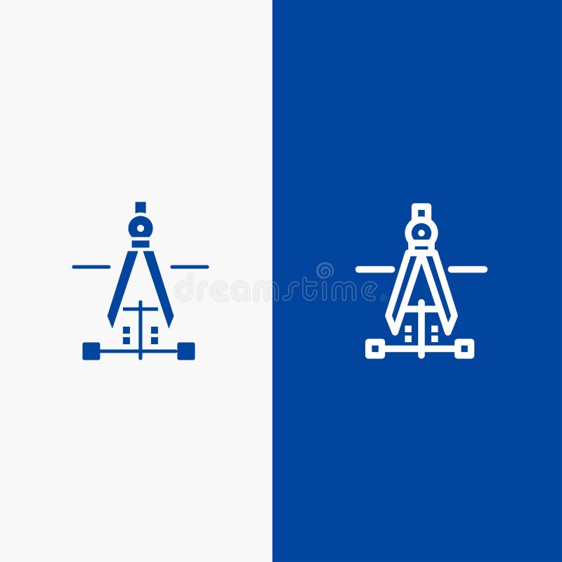 Compass, Drawing, Education, Engineering Line and Glyph Solid Icon Blue ...