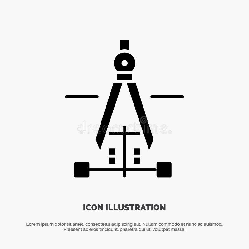 Compass, Drawing, Education, Engineering Solid Black Glyph Icon Stock ...