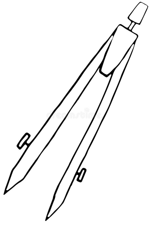 Compass for Drawing Even Circles, Drawing Lesson, Vector Illustration ...