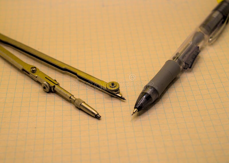 Photo of Compass for Drawing and a Pencil Stock Image - Image of ...