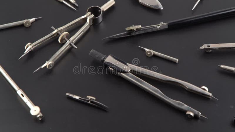 Set of Old Different Compasses. Retro Metal Compasses and Drafting ...