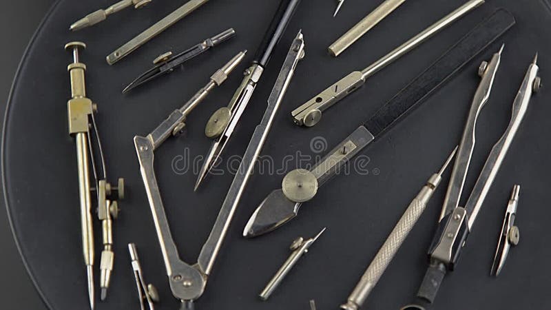 Set of Old Different Compasses. Retro Metal Compasses and Drafting ...
