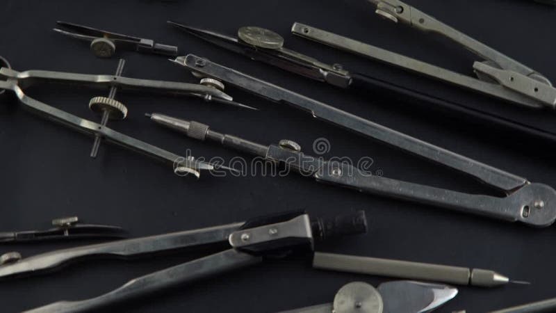 Set of Old Different Compasses. Retro Metal Compasses and Drafting ...