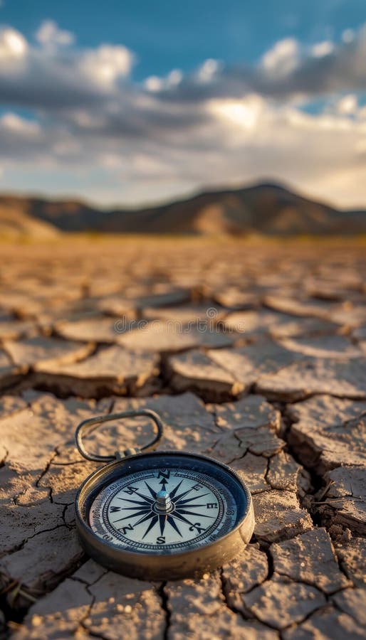 A Compass on the Dry Mexican Desert Ground Surrounded by a Magnetic ...