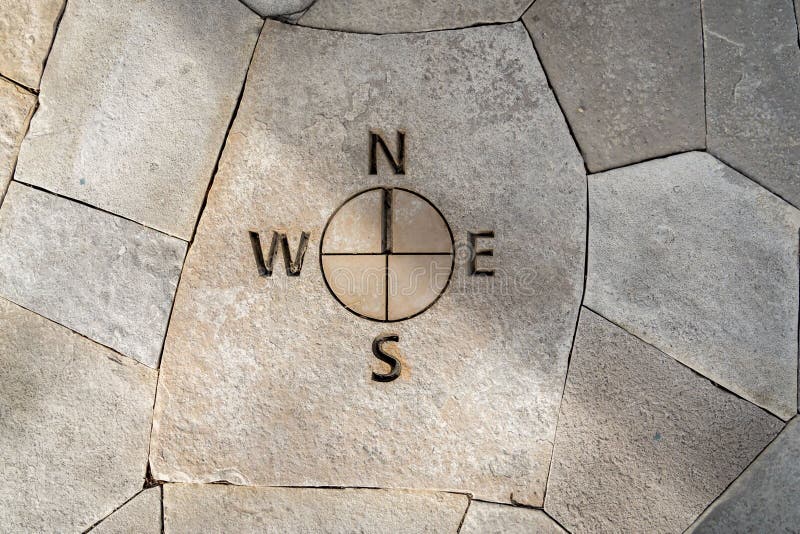 Compass Etched into Stone Floor Stock Photo - Image of compass, mason ...