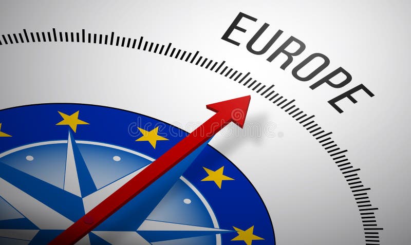 Compass with a Europe Icon. Stock Illustration - Illustration of ...