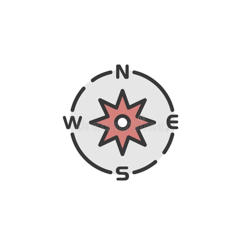Compass. Filled Color Icon. Weather Vector Illustration Stock Vector ...