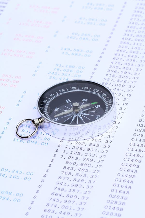 Compass on Financial Statement Stock Image - Image of jouney, money ...