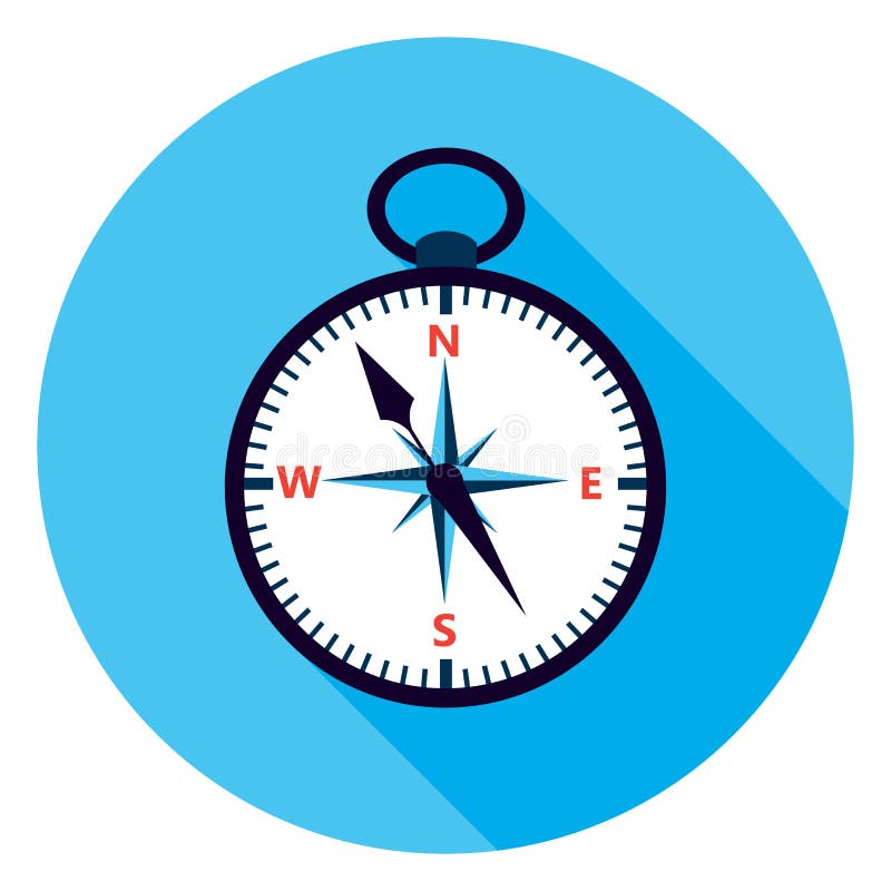 Compass Flat Circle Icon Over Blue Stock Vector - Illustration of icon ...