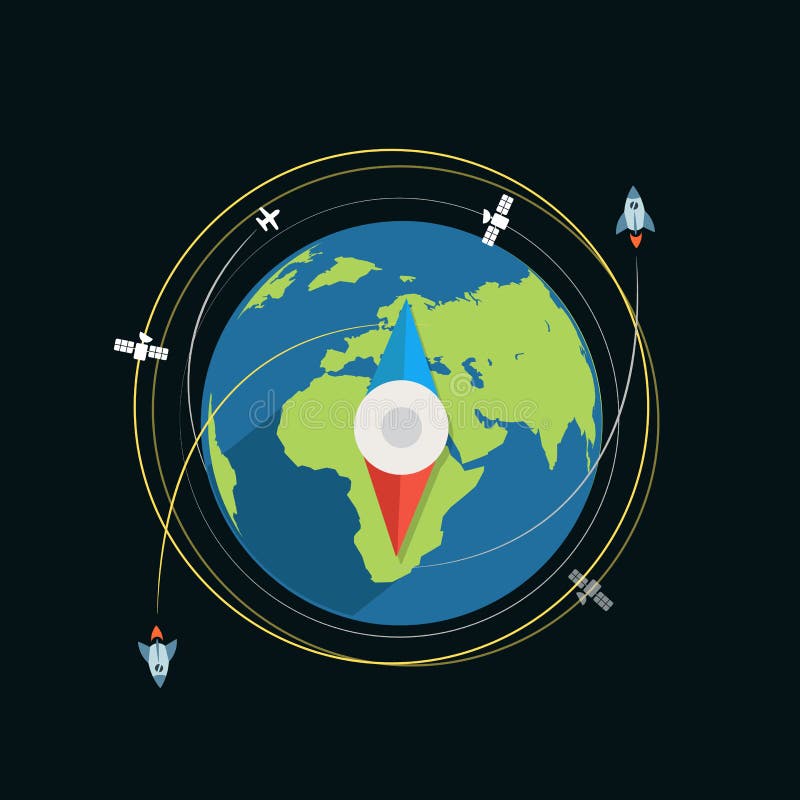 Compass Flat Design Illustration Stock Vector - Illustration of planet ...