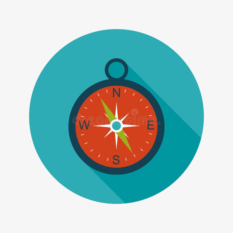 Compass Flat Icon with Long Shadow Stock Vector - Illustration of north ...