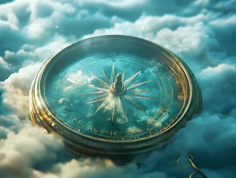 A Compass Floats on a Sea of Clouds, Symbolizing Direction and Hope ...