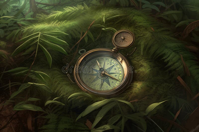 Compass Forest Jungle Tree. Generate Ai Stock Illustration ...